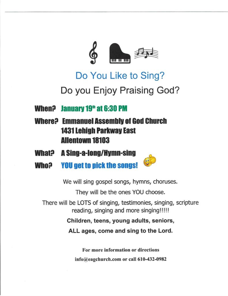 Do You Like to Sing? Do you Enjoy Praising God? Join us at Emmanuel AOG ...