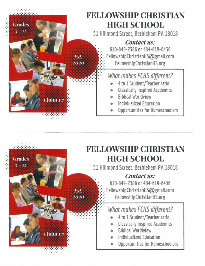 Fellowship Christian High School now enrolls for grades 7th to 12th ...