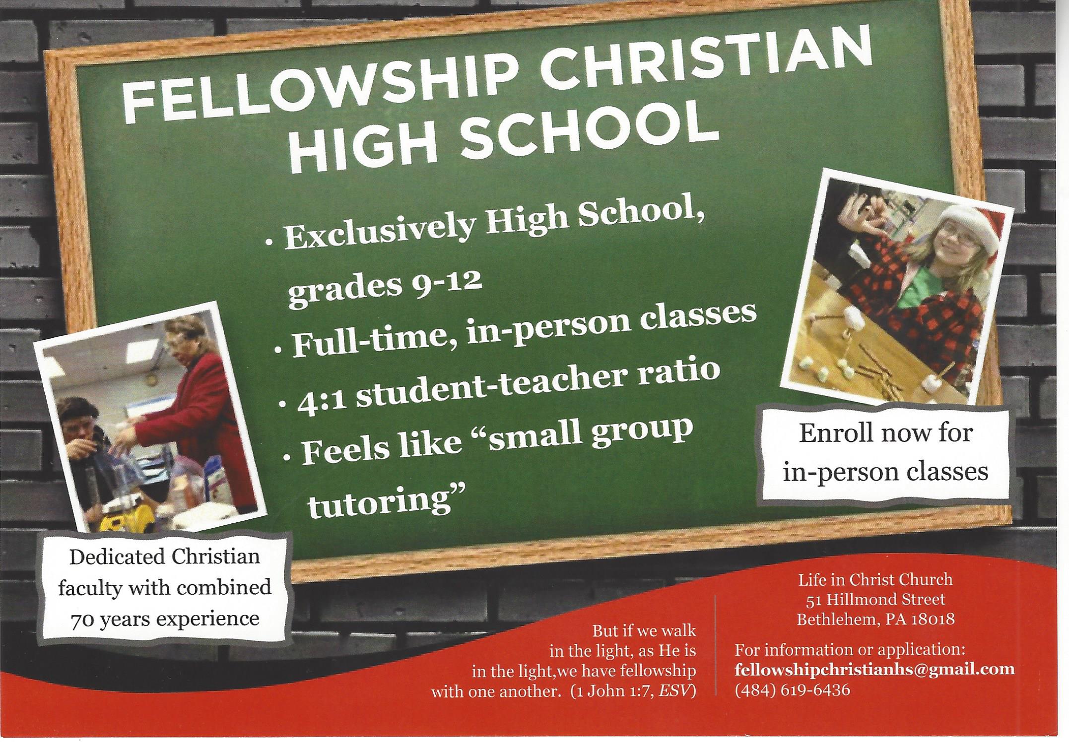 Fellowship Christian High School…Enrollment | WJCS 89.3 FM