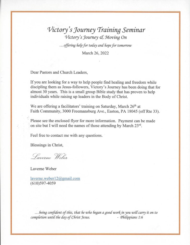 Victory’s Journey Leadership Training Invitation – Victory’s Journey ...