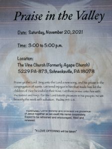 Praise in the Valley! – The Vine Church (Formerly Agape Church) 11/20 3 ...