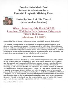Prophet John Mark Pool at Waldheim Park Outdoor Tabernacle – Saturday ...